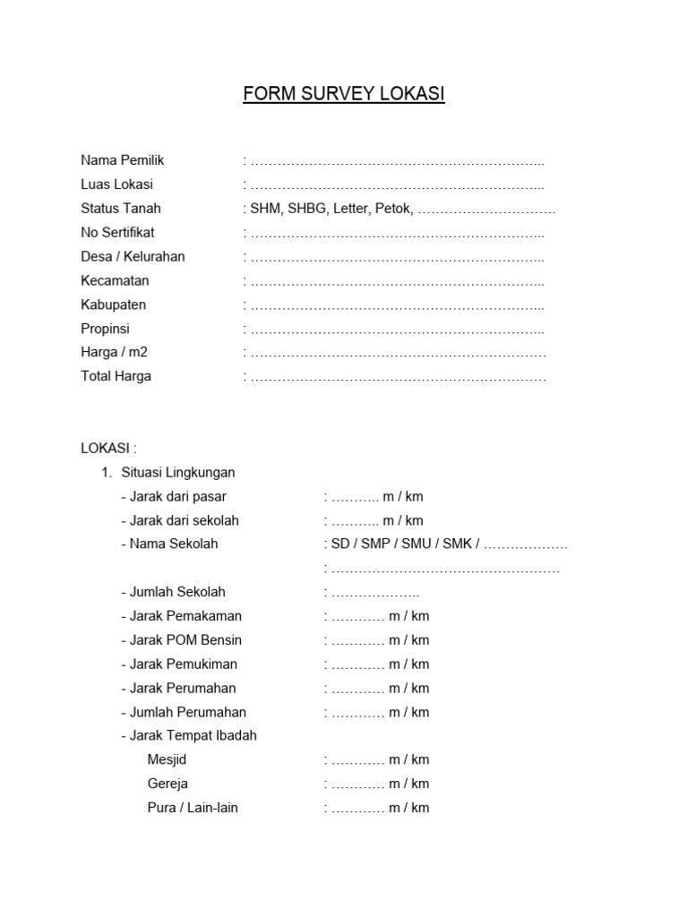 Form Survey Lokasi | PDF