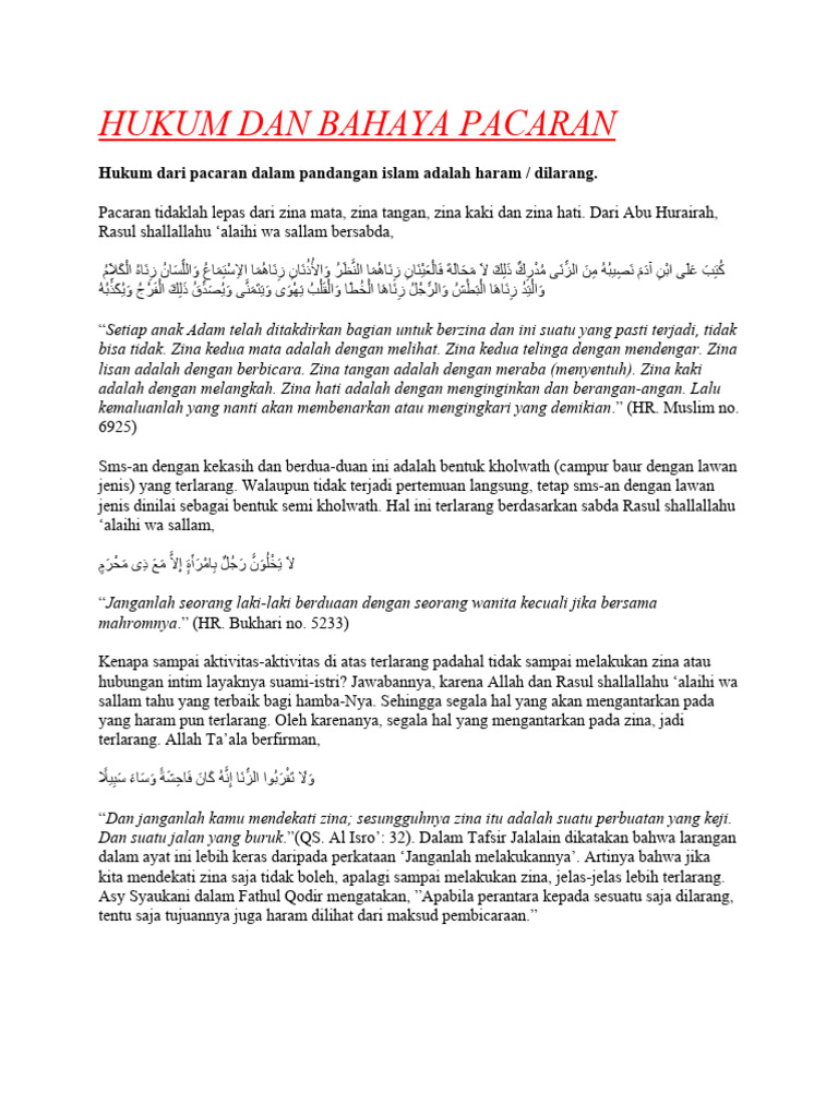 Hukum Dan Bahaya Pacaran | PDF