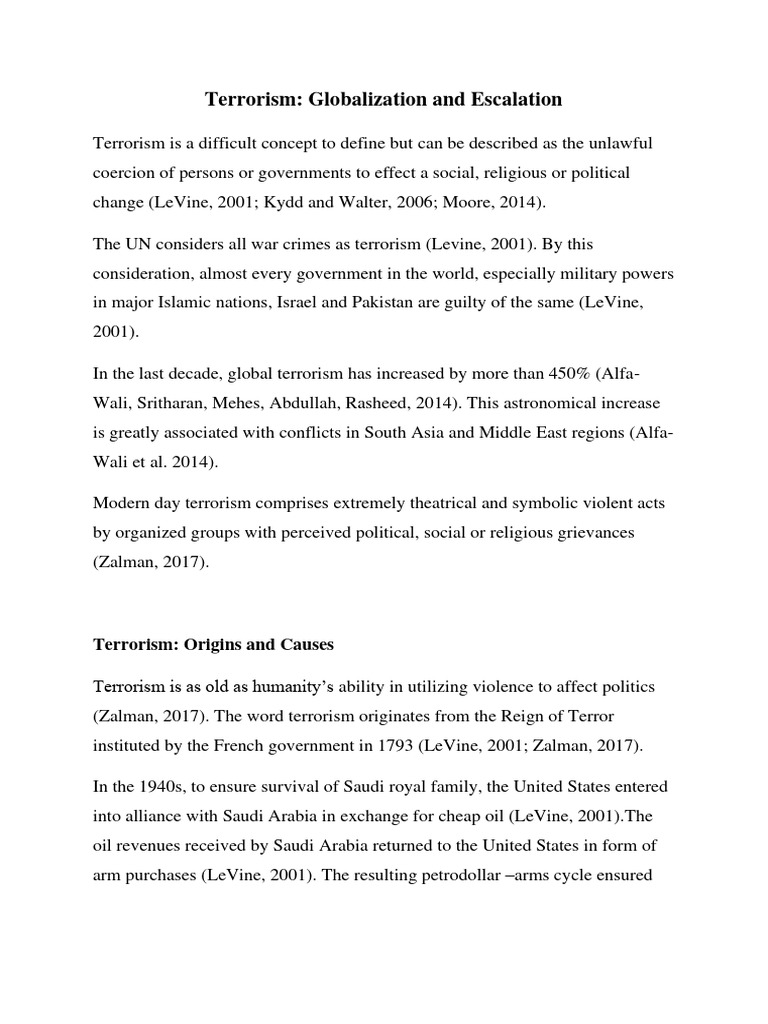 Terrorism, Globalization and Escalation | PDF | Islamic Terrorism ...