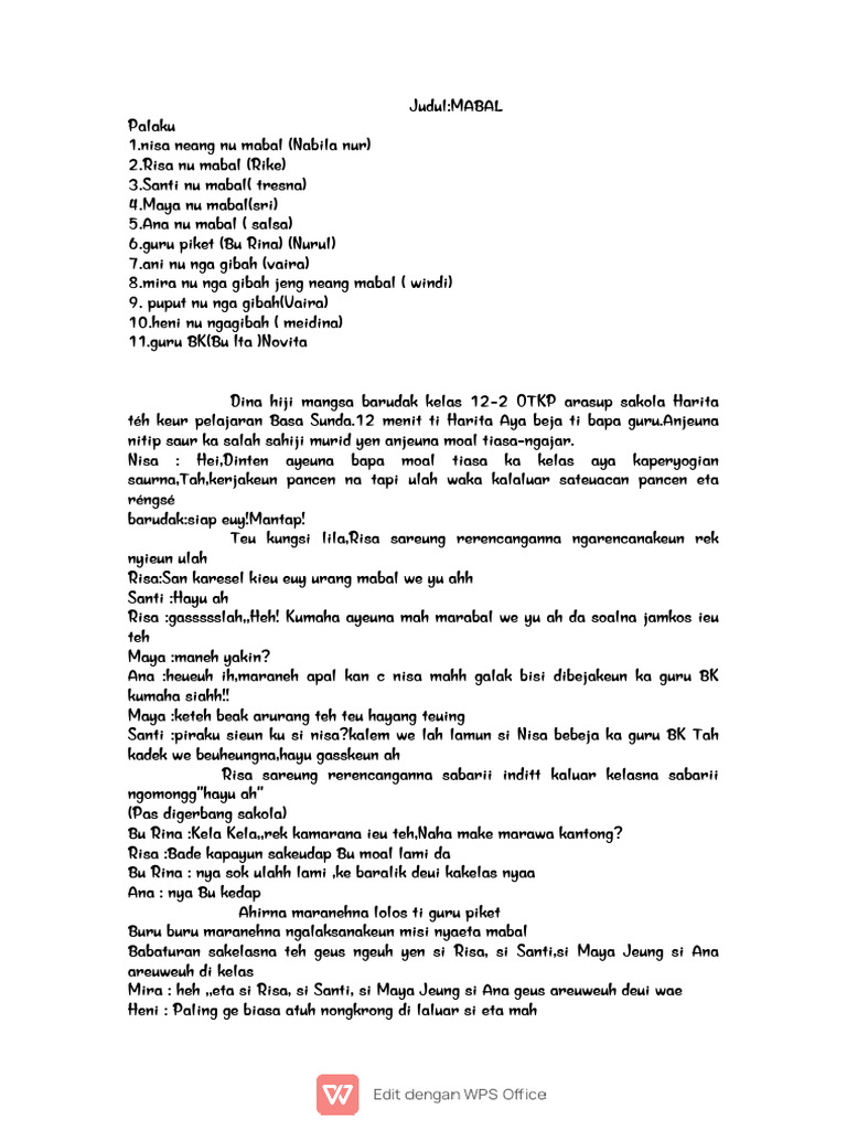 Drama Sunda-Mabal | PDF