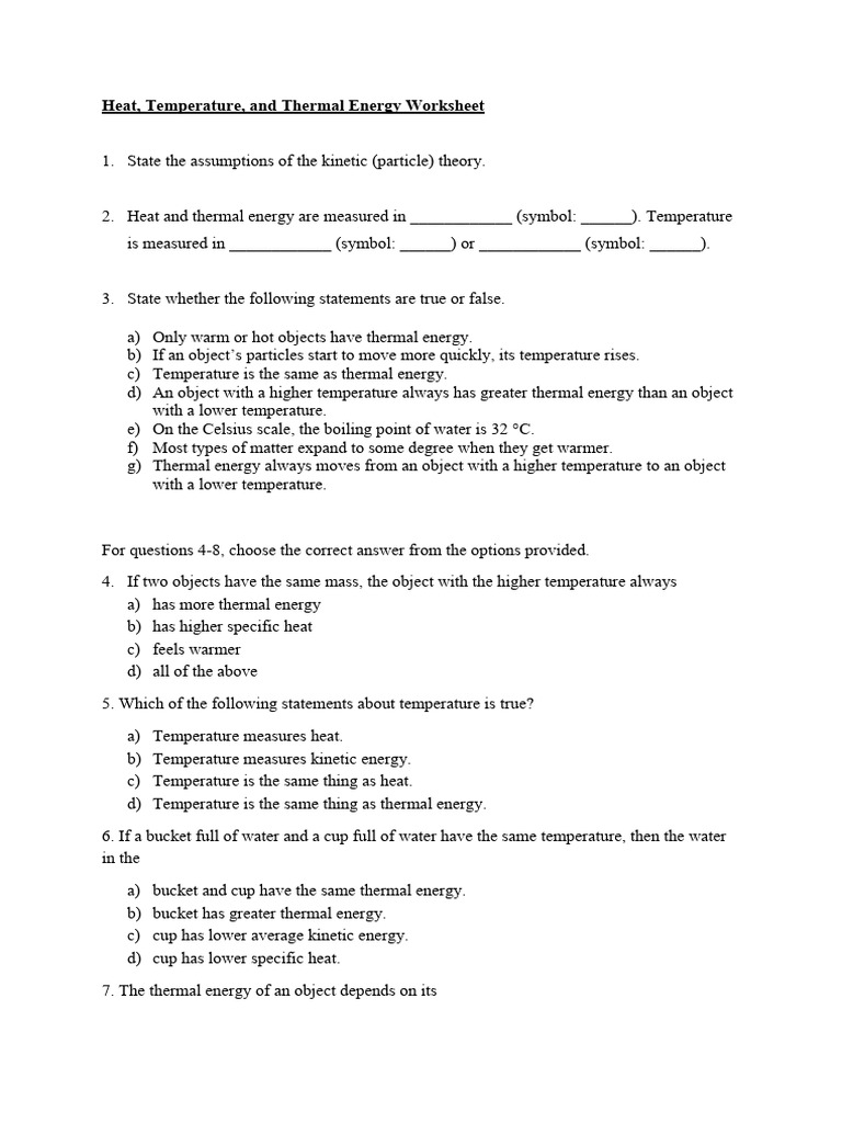 01.01a Heat, Temperature, and Thermal Energy | PDF | Temperature | Heat