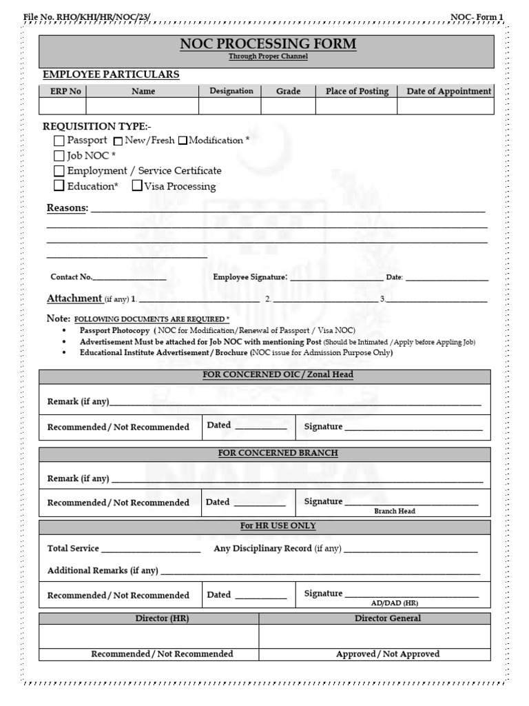 NOC Format | PDF