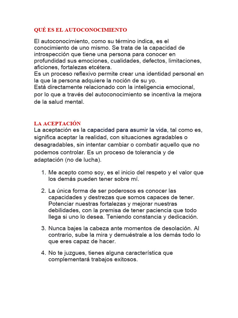 Qué Es El Autoconocimiento | PDF