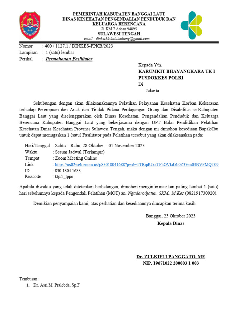 Surat Permintaan Fasilitator | PDF