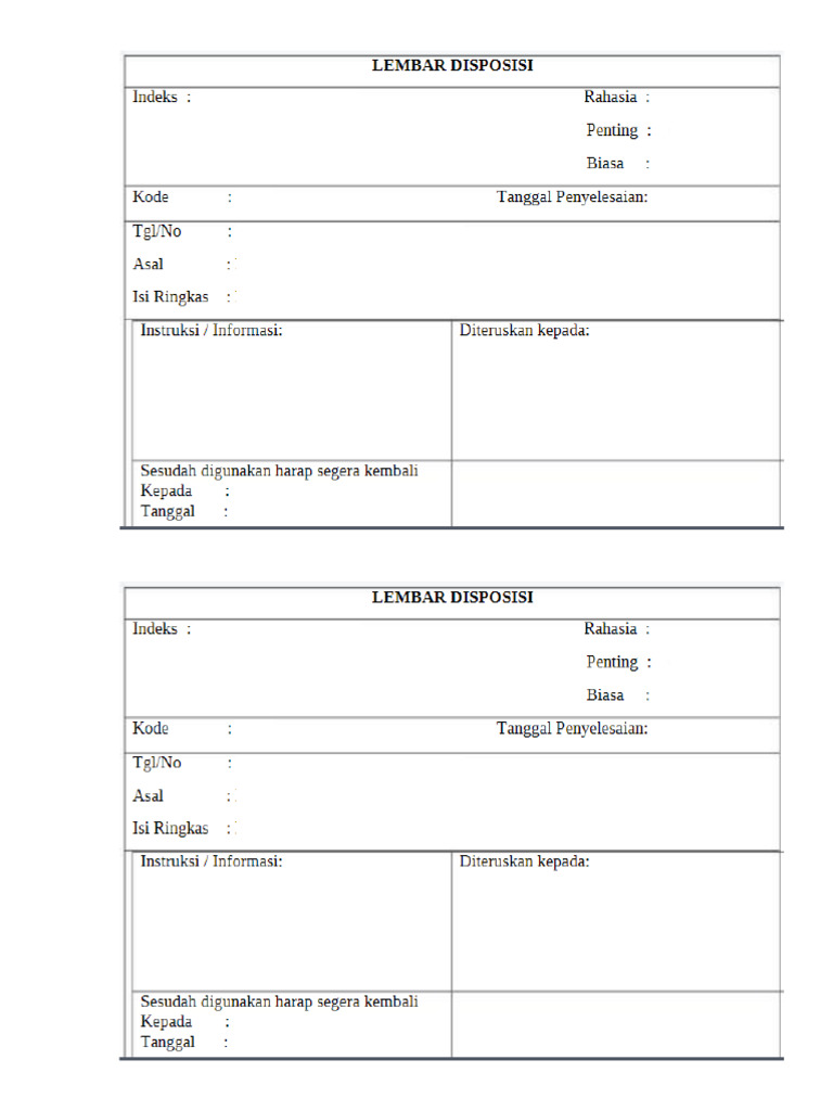 Lembar Disposisi | PDF