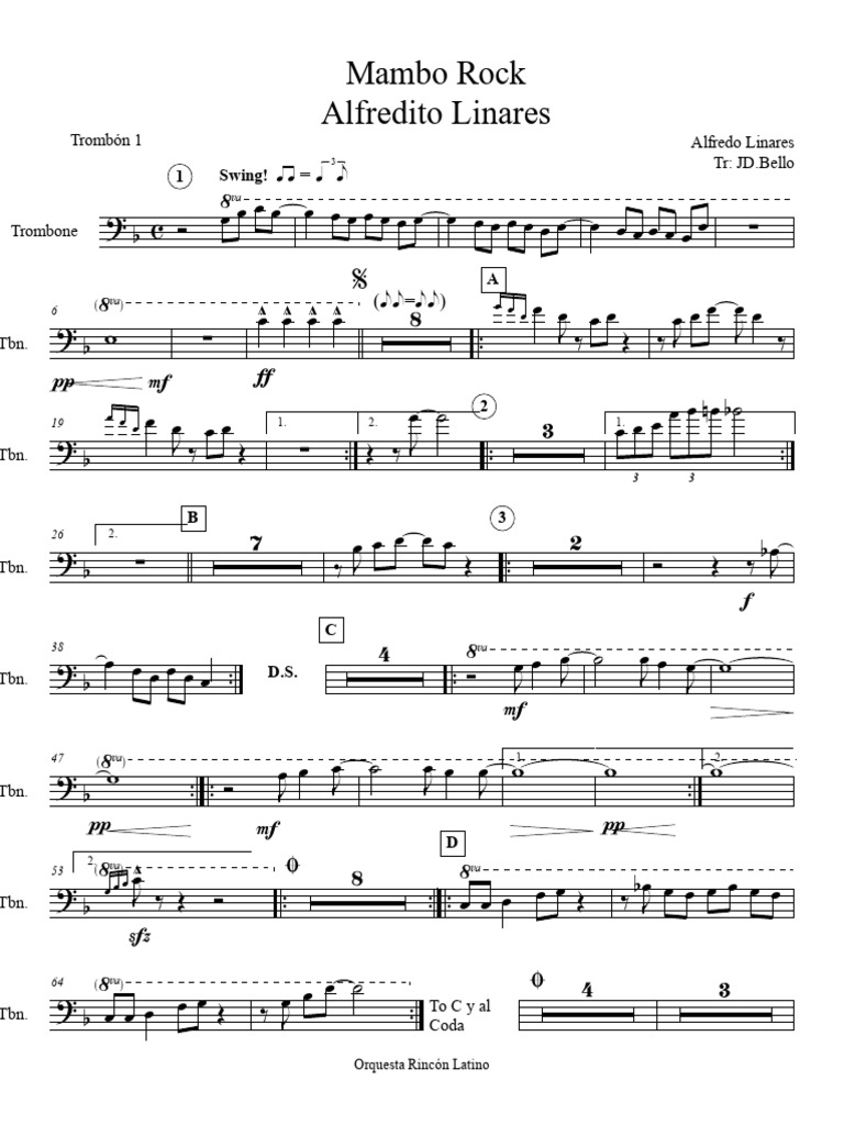 Mambo Rock A.Linares Trombón 1 | PDF