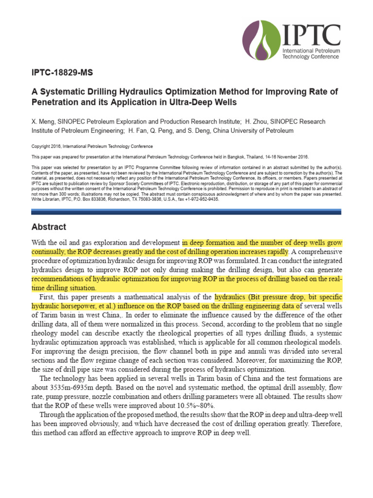 A Systematic Drilling Hydraulics Optimization Method For Improving Rate ...