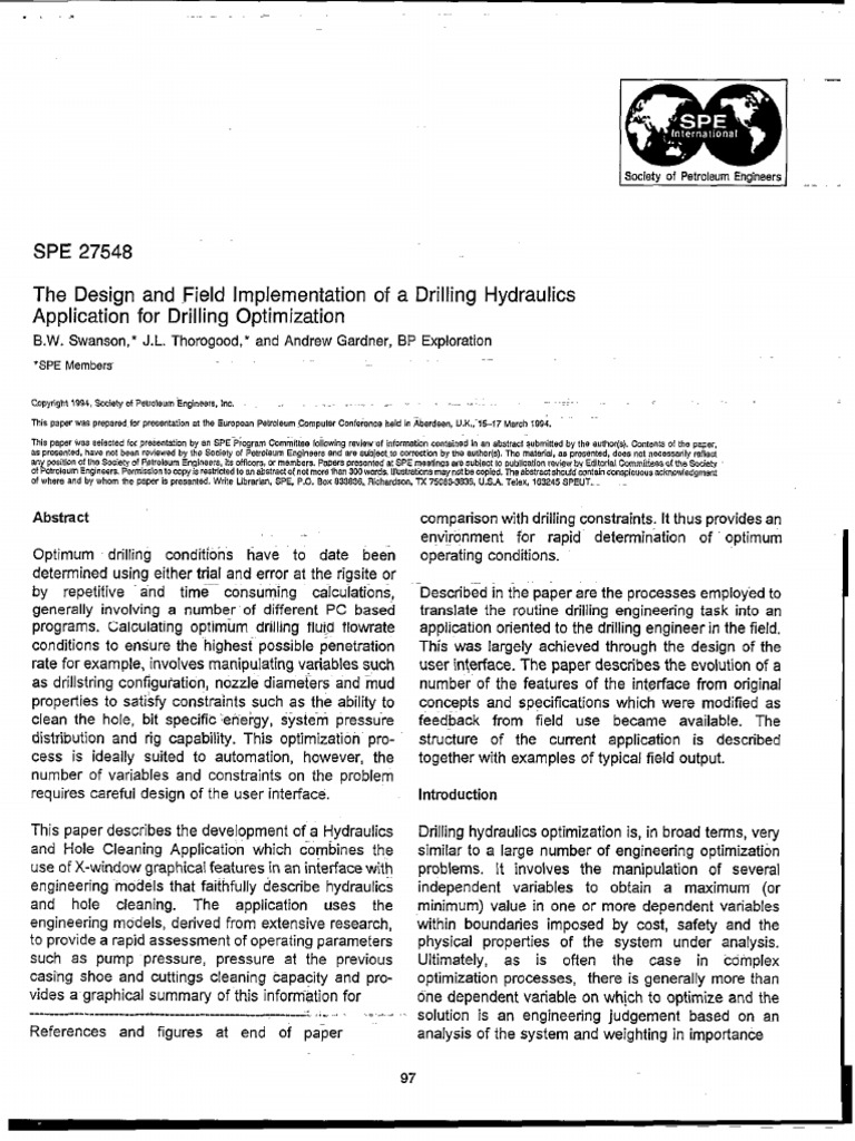 The Design and Field Implementation of A Drilling Hydraulics Application For Drilling ...