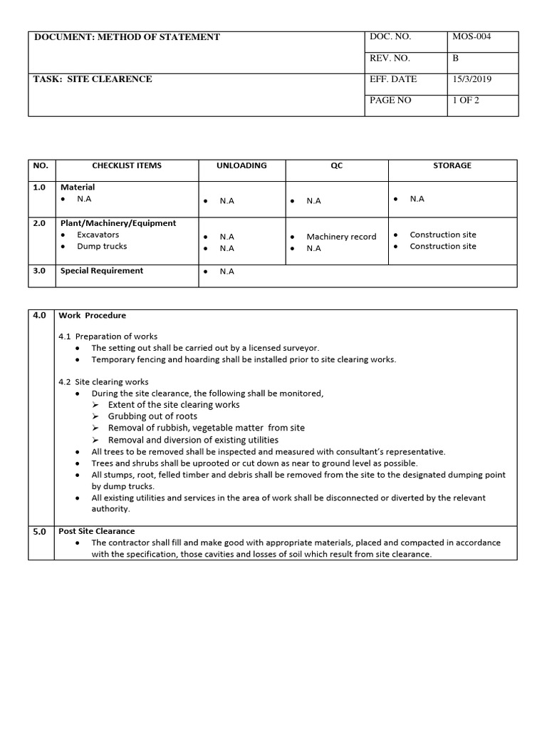 Mos - 004 Site Clearence | PDF