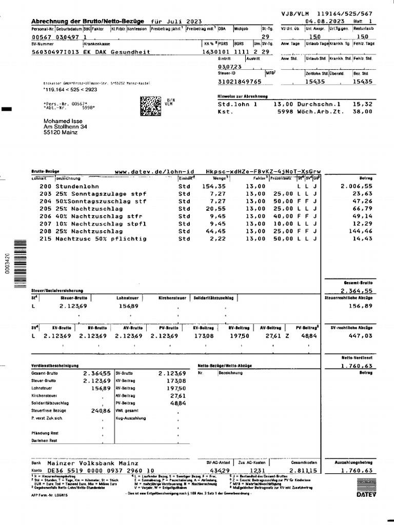 Lohnabrechnung 2023-07 | PDF