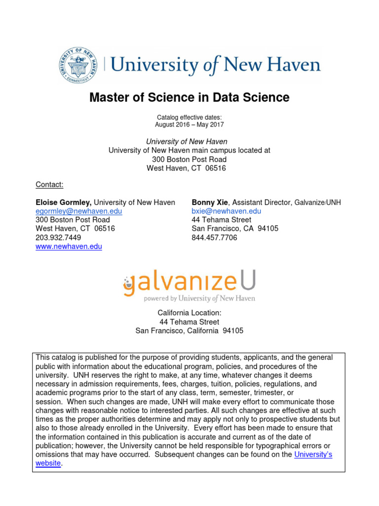 Ms Data Science Catalog 2016 17 | PDF