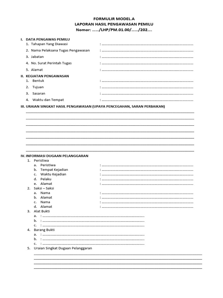Formulir Model Form A - PTPS97843 | PDF