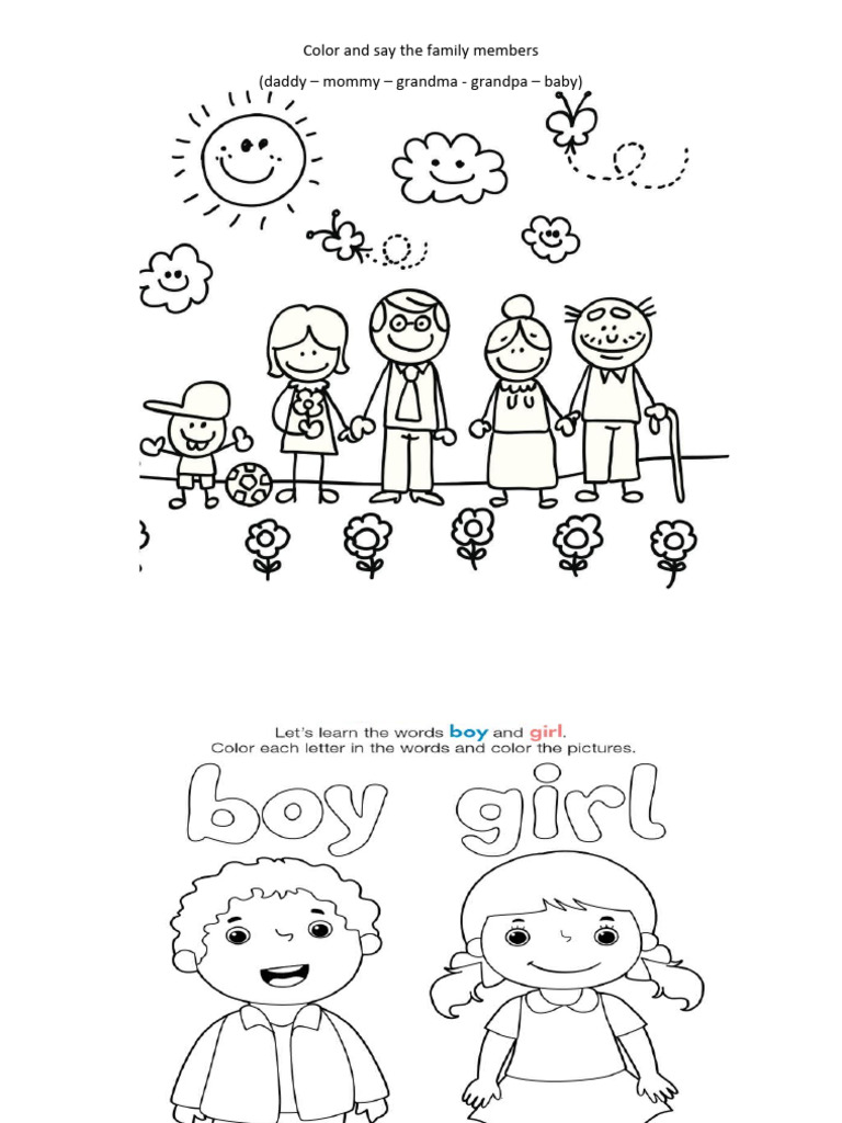 Color and Say The Family Members | PDF
