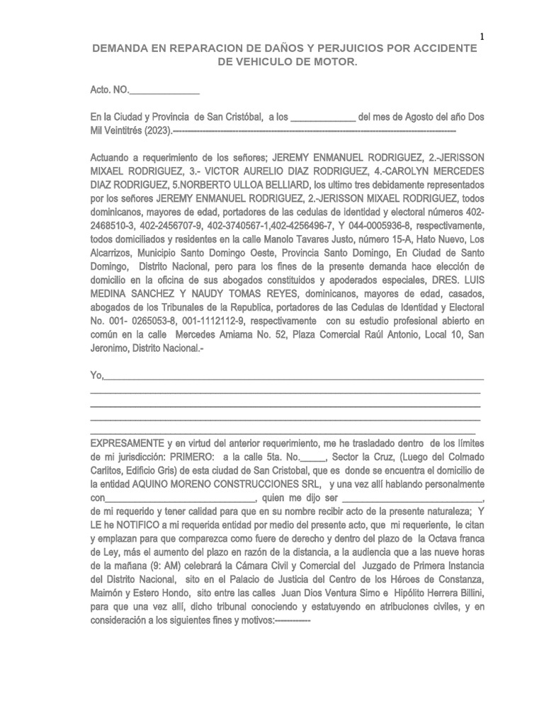 Demanda Civil Ana Maria, Transito Demanda Civil | PDF | Multa (pena) | Procedimiento Criminal