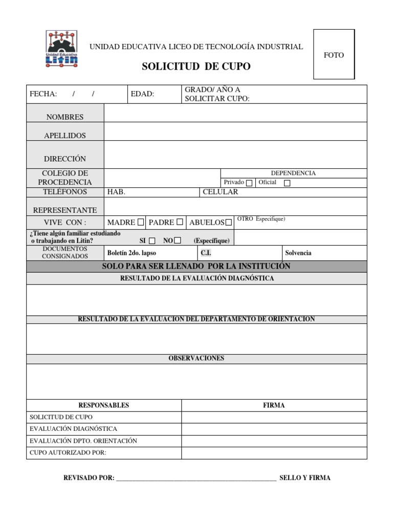 Formulario para Solicitud de Cupo | PDF | Causas de la muerte | Enfermedades y trastornos