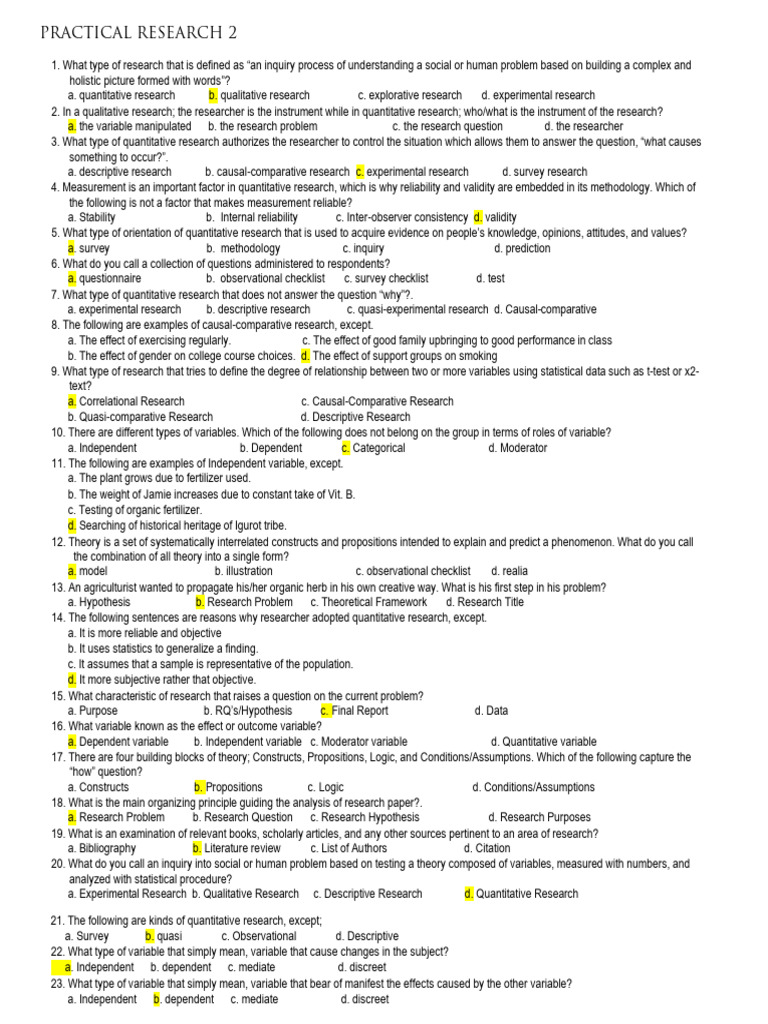Practical Research 2 Reviewer 01 | PDF | Hypothesis | Survey Methodology