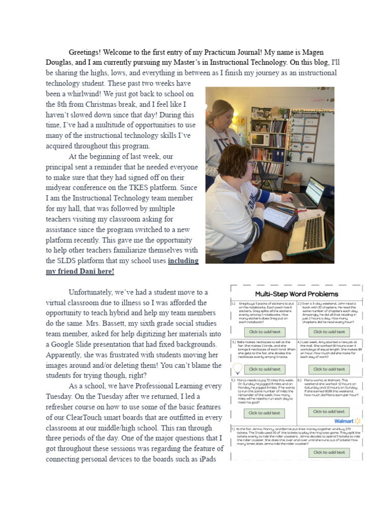 Practicum Journal Entry #1 | PDF