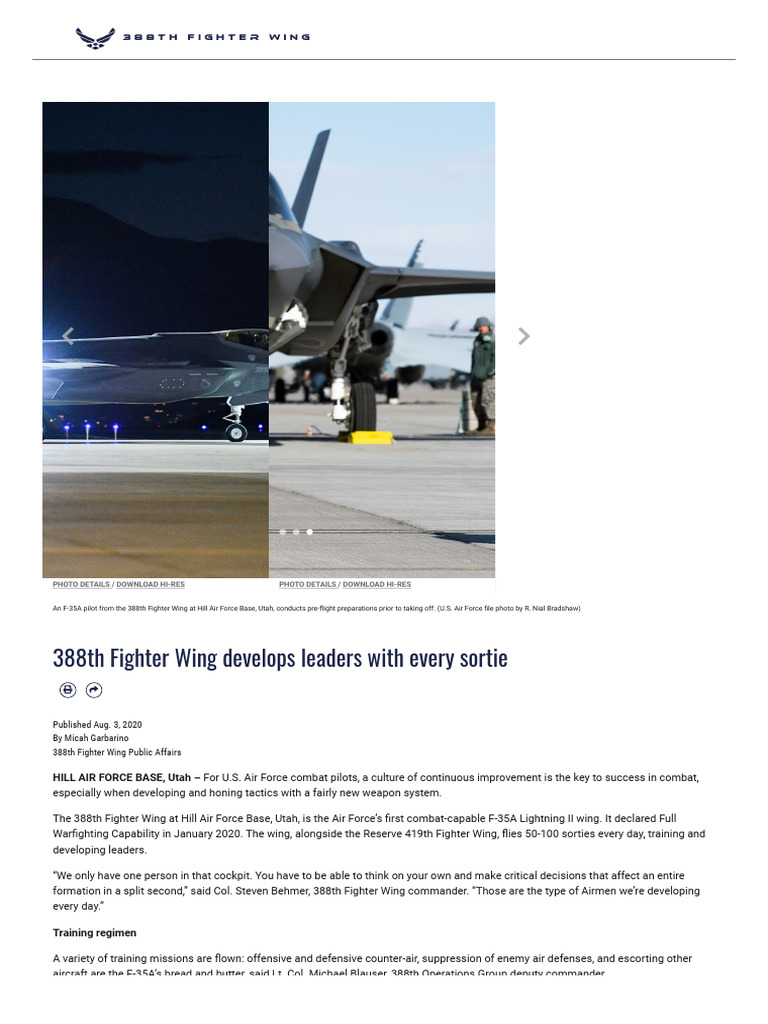 388th Fighter Wing Develops Leaders With Every Sortie - 388th Fighter ...