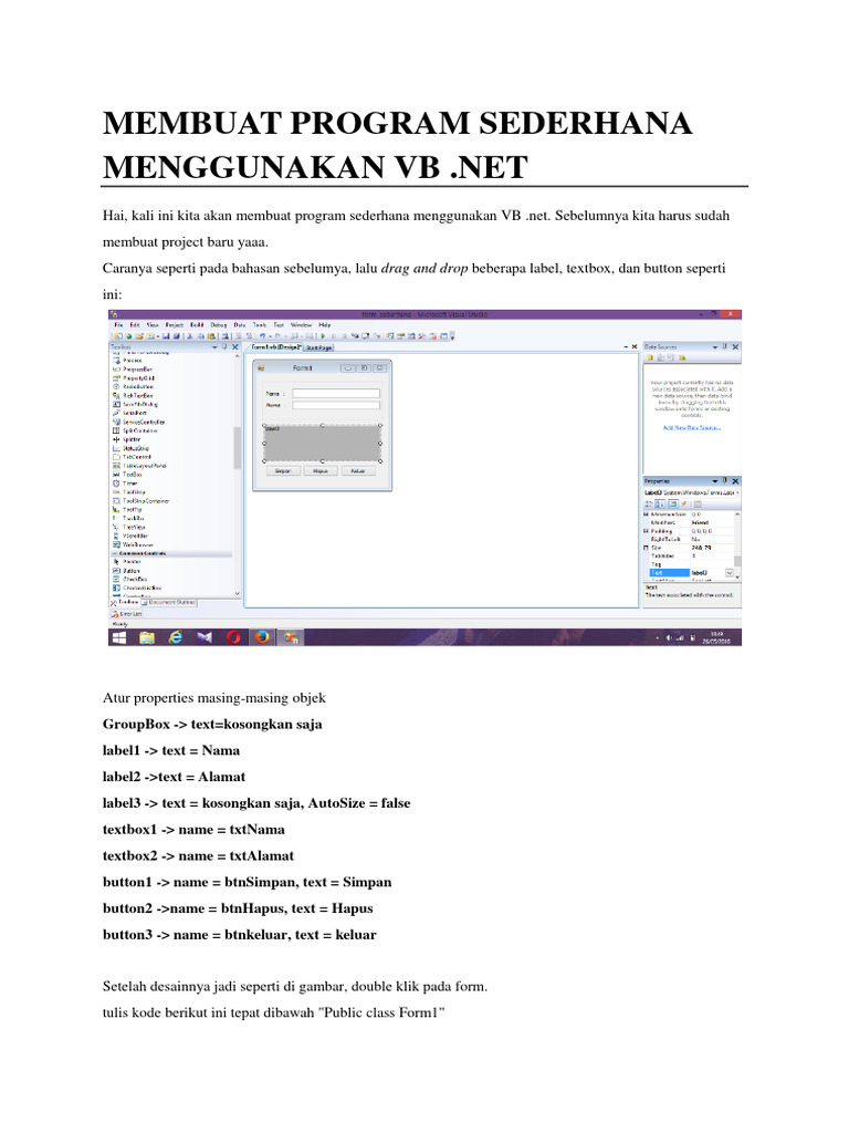 Membuat Program Sederhana Menggunakan VB | PDF