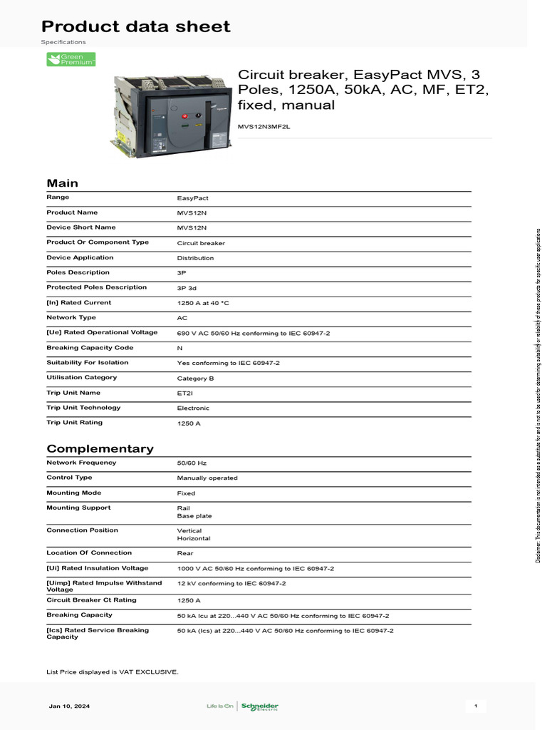 Schneider Electric - EasyPact-MVS - MVS12N3MF2L | PDF | Technology ...