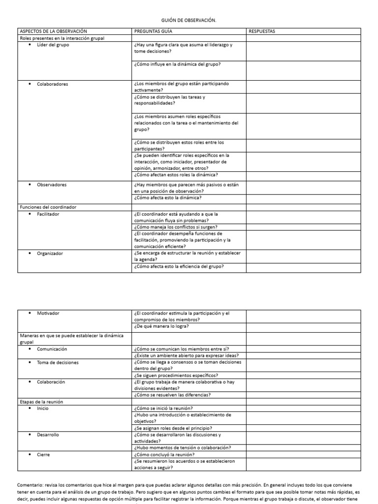 Propuesta de Guion de Observacion Leip | PDF Propuesta de Guion de Observacion Leip | PDF