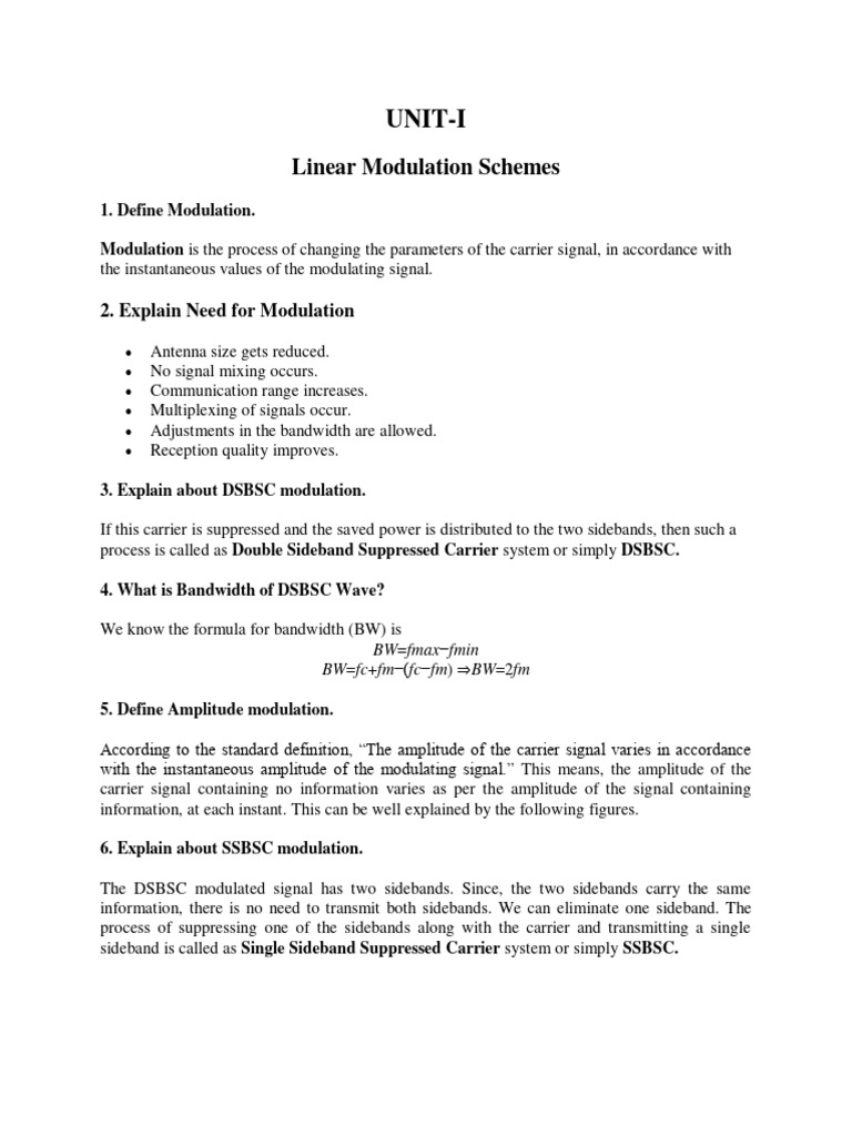 Linear Modulation Schemes Overview | PDF | Detector (Radio) | Modulation
