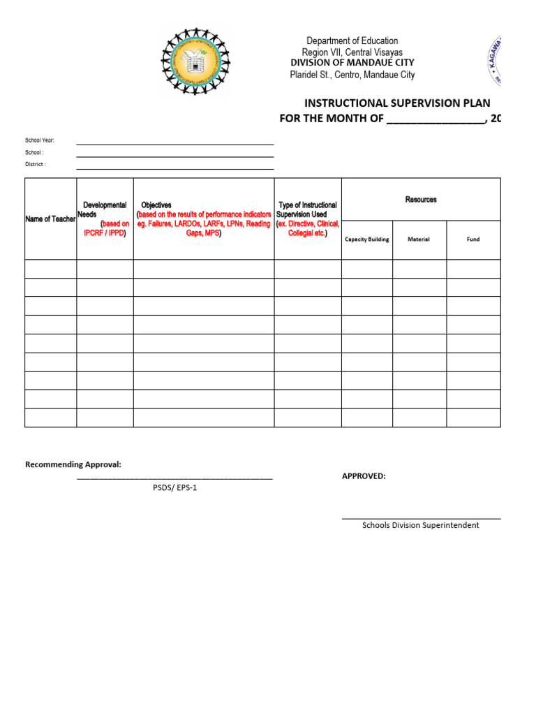 Instructional Supervisory and Ta Plan | PDF
