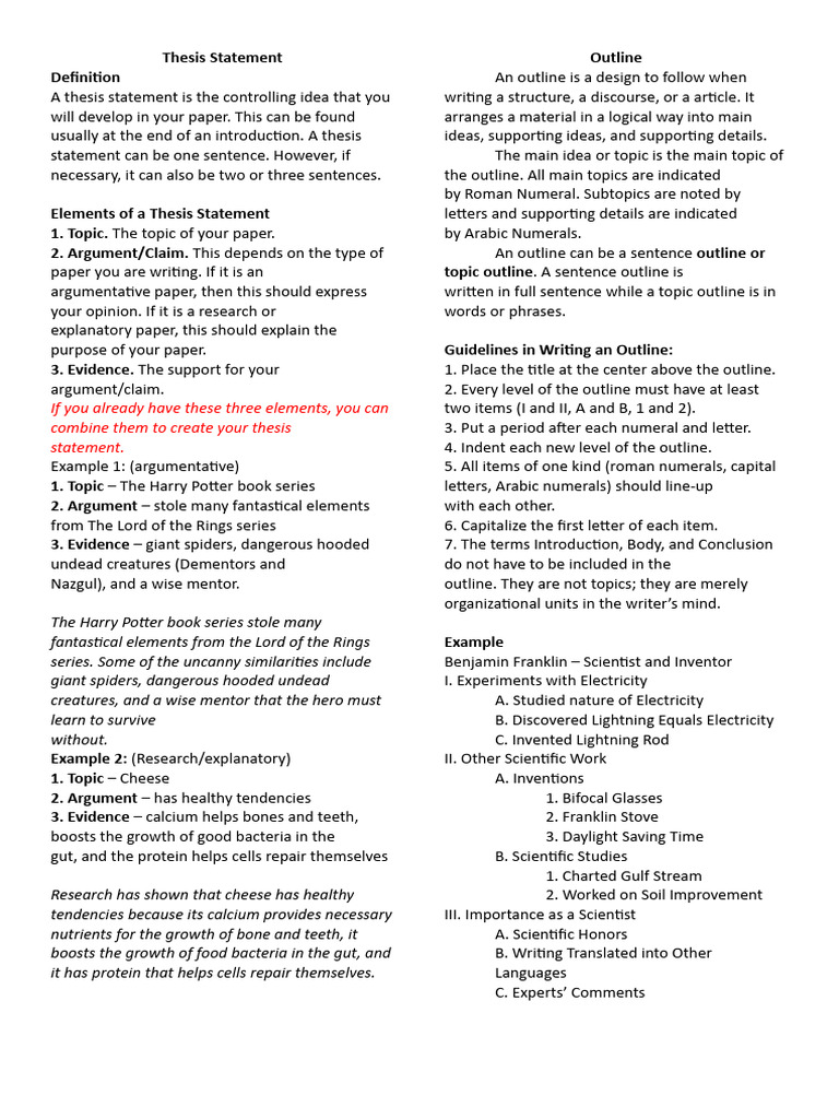 Thesis Statement | PDF | Sentence (Linguistics) | Thesis