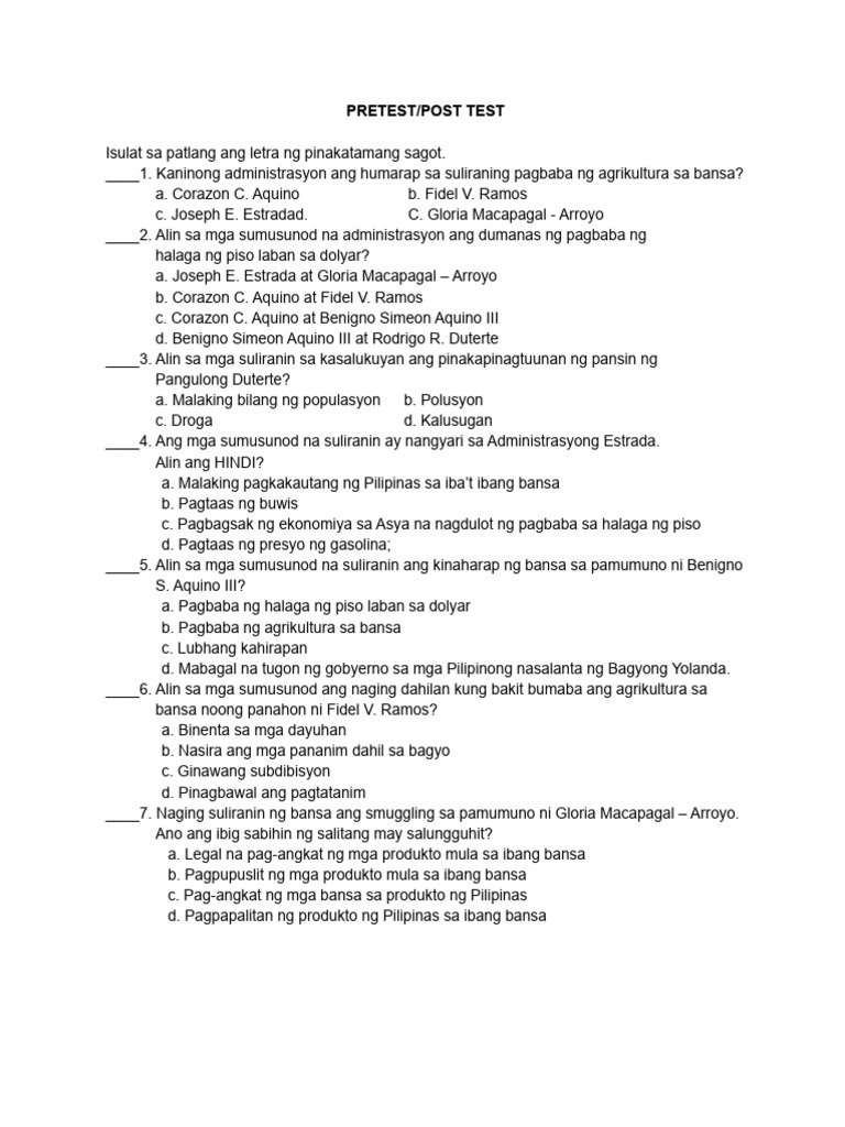 PRETEST POST TEST Randy | PDF