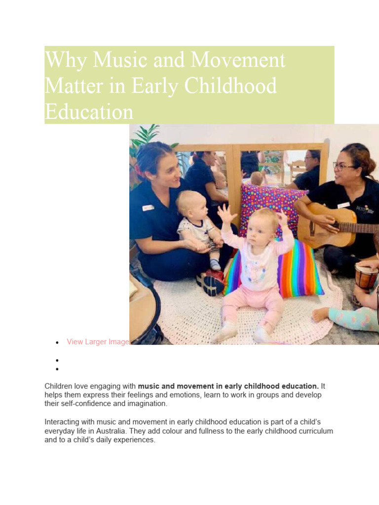 Why Music and Movement Matter in Early Childhood Education | PDF ...