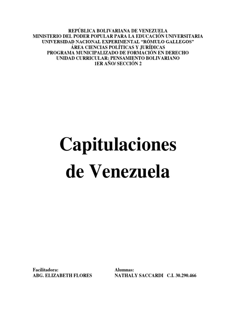 Capitulaciones de La República de Venezuela | PDF