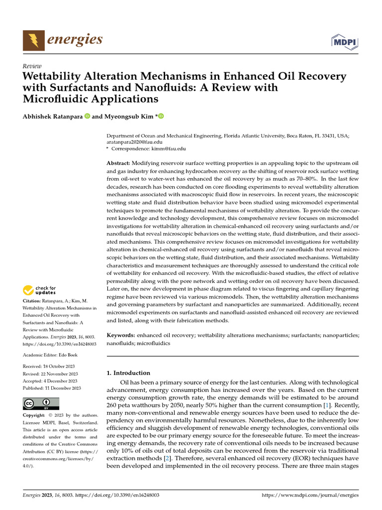 Wettability Alteration Mechanisms in Enhanced Oil Recovery With ...