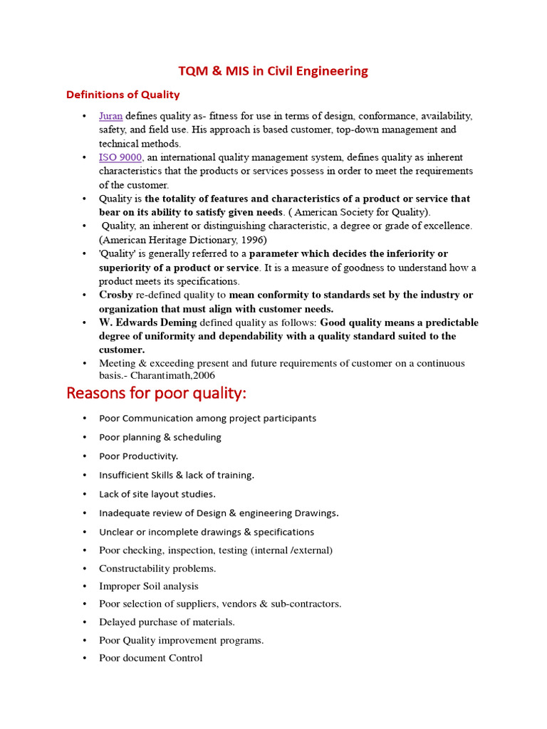 TQM - Unit-L - Notes | PDF