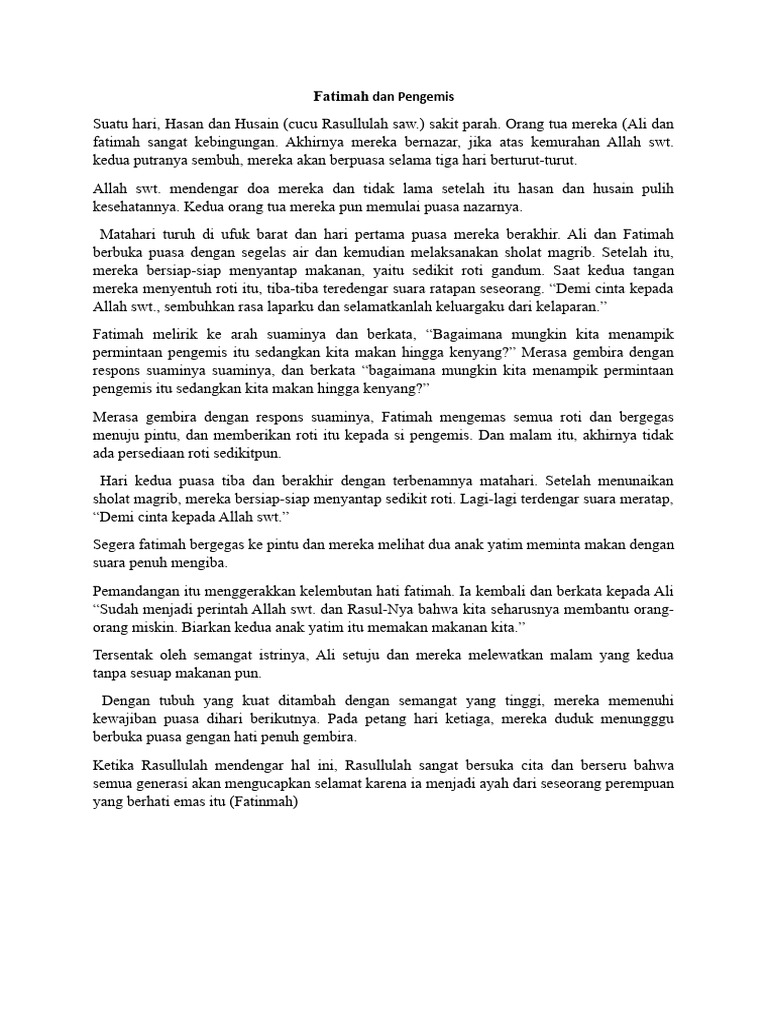 Fatimah Dan Pengemis | PDF