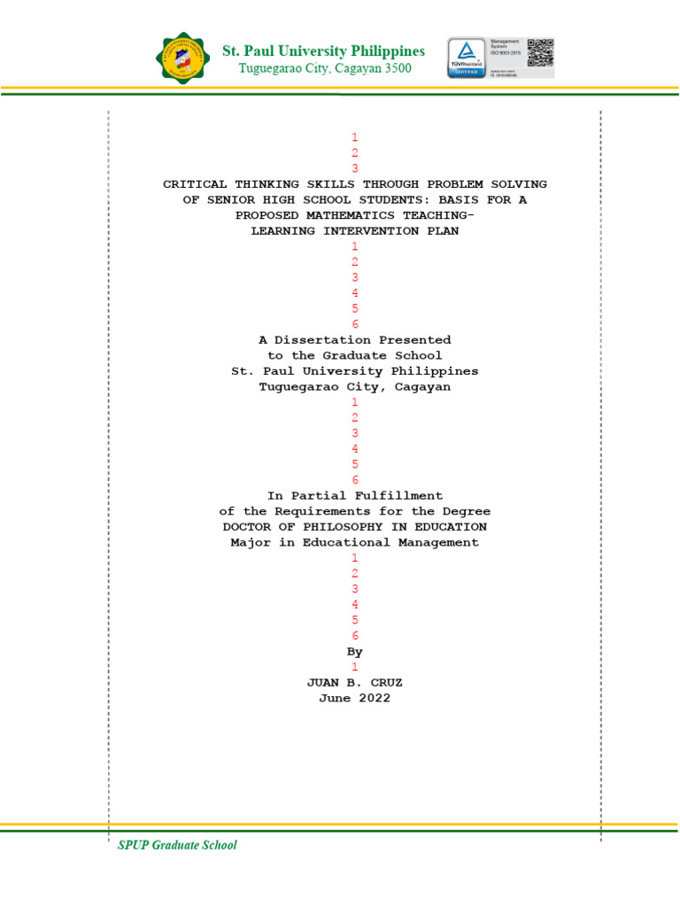 SPUP Thesis - Dissertation Format (AY 2022 - 2023) Sample | PDF ...