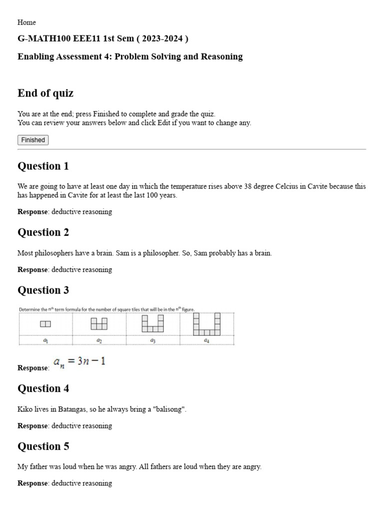 G-MATH100 EEE11 1st Sem (2023-2024) - Https Dlsud - Edu20.org Student Take Quiz Assignment Start ...