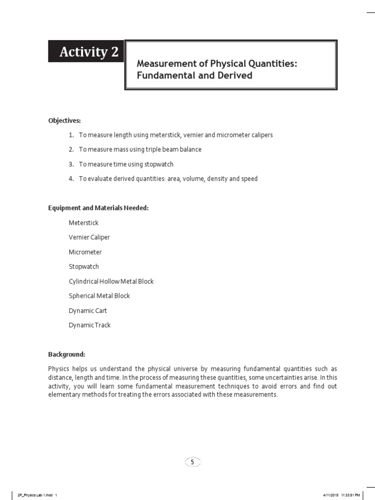 Measurements of Physical Quantity | PDF | Metrology | Physical Sciences