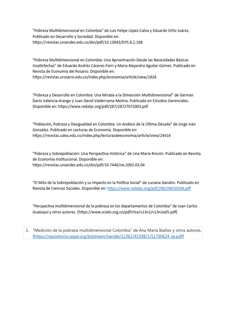 Pobreza Multidimensional En Colombia Pdf Pobreza Pobreza E Indigencia