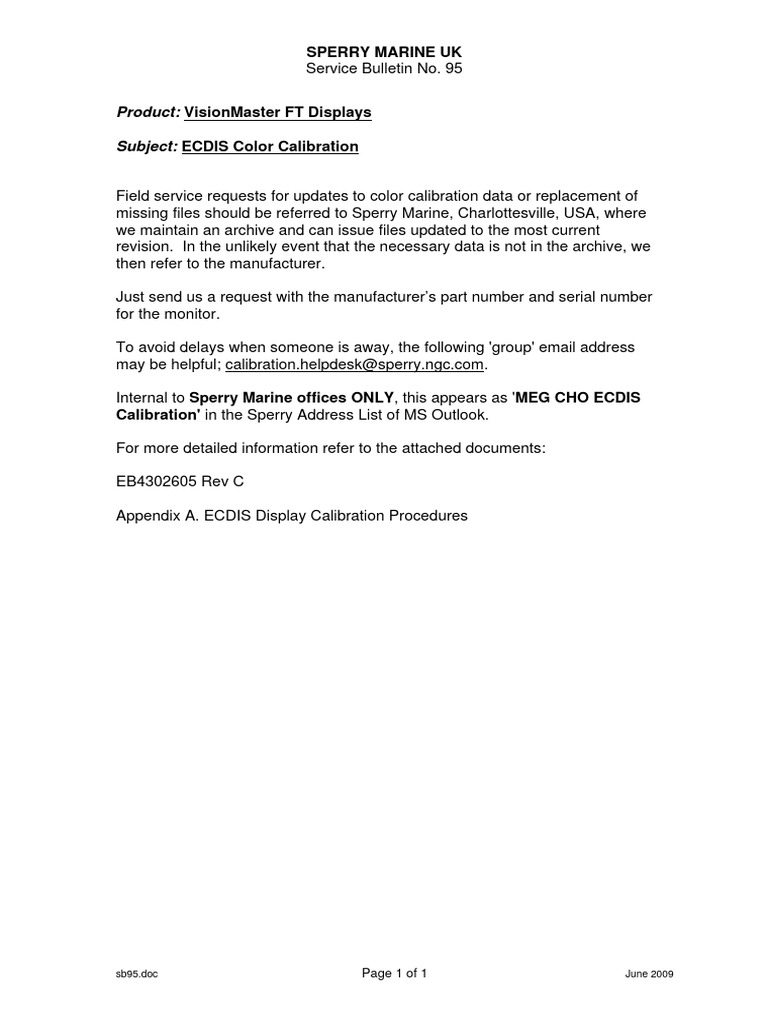 sb95 ECDIS Color Calibration | PDF | Computer Monitor | Liquid Crystal Display