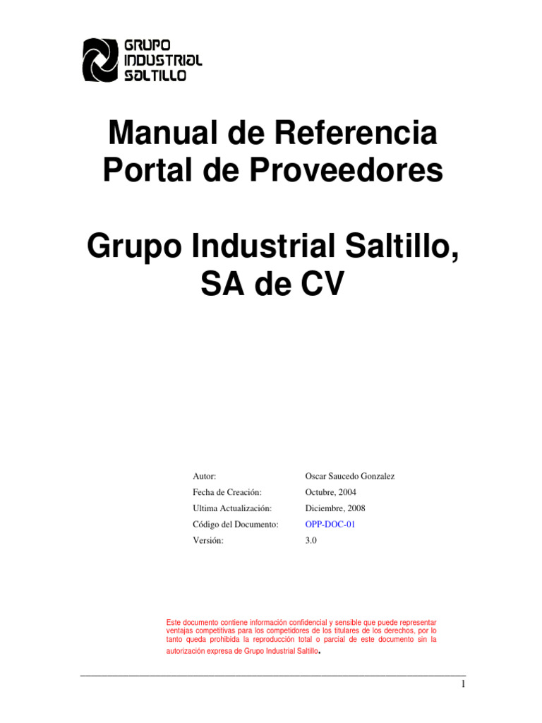 Manual de Portal Proveedores | PDF