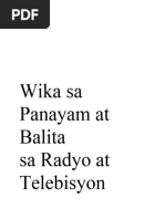 WEEK 1 Wika Sa Panayam at Balita Sa Radyo at Telebisyon | PDF