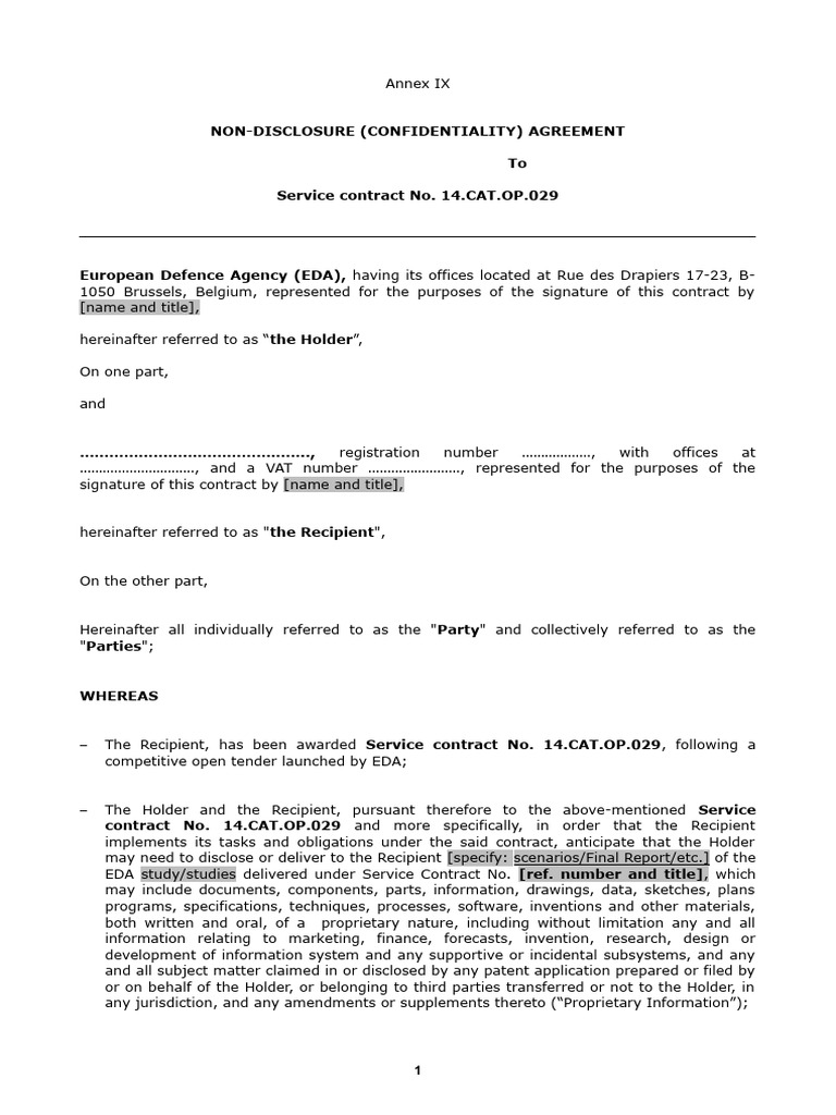 Non-Disclosure Agreement for EDA Contract | PDF | Trade Secret | Non ...