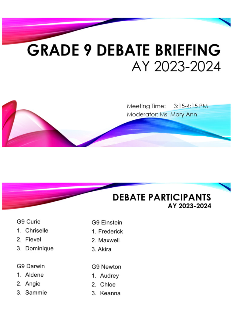 G9 Debate General Guidelines For EnglishDay | PDF