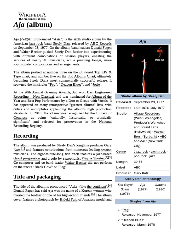 Aja (Album) | PDF | Music Industry