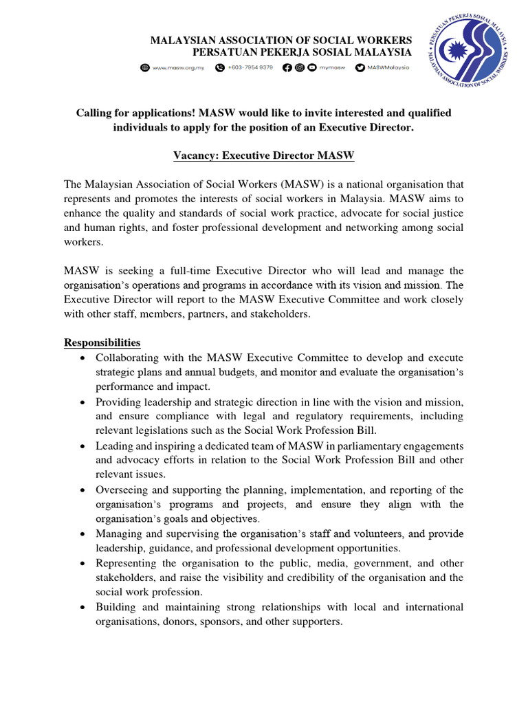 Executive Director MASW | PDF