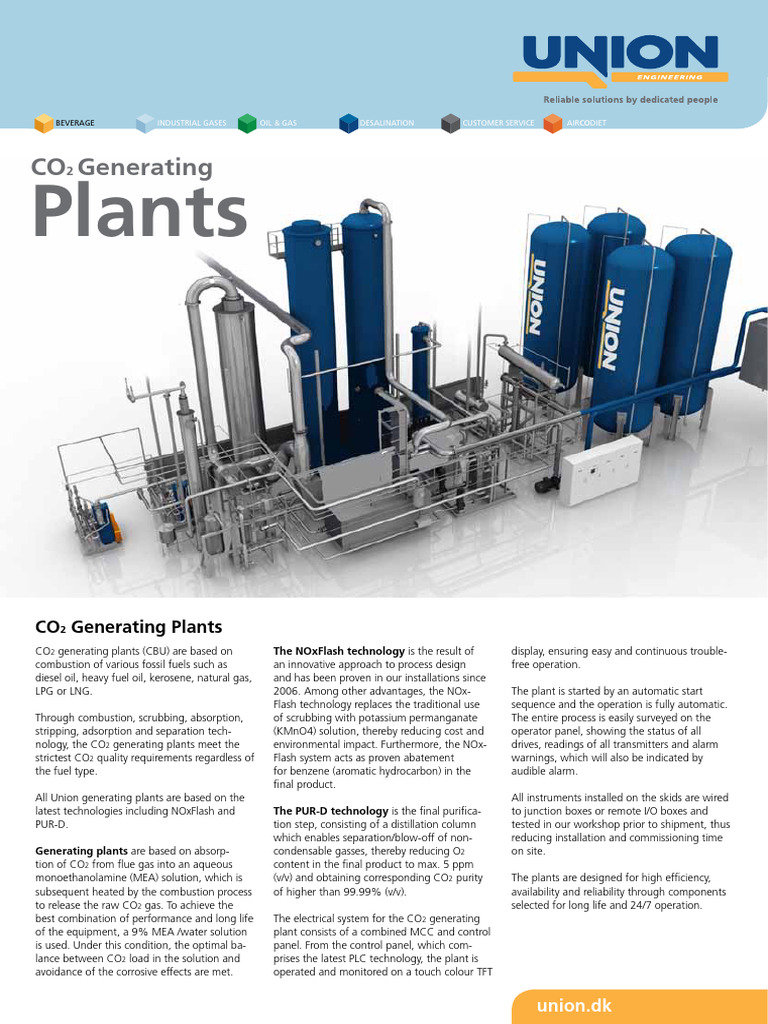 Co2 Self Generating Plants Cbu Pentair Union Engineering Leaflet v2017 en | PDF | Carbon Dioxide ...