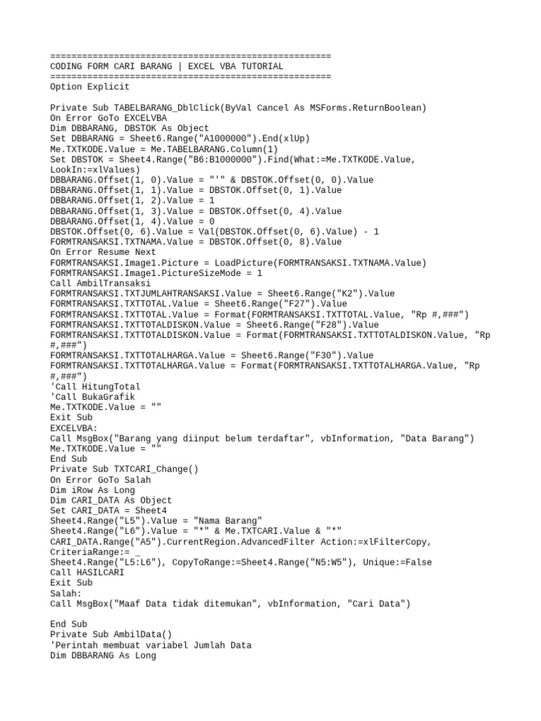 Form Cari Barang | PDF