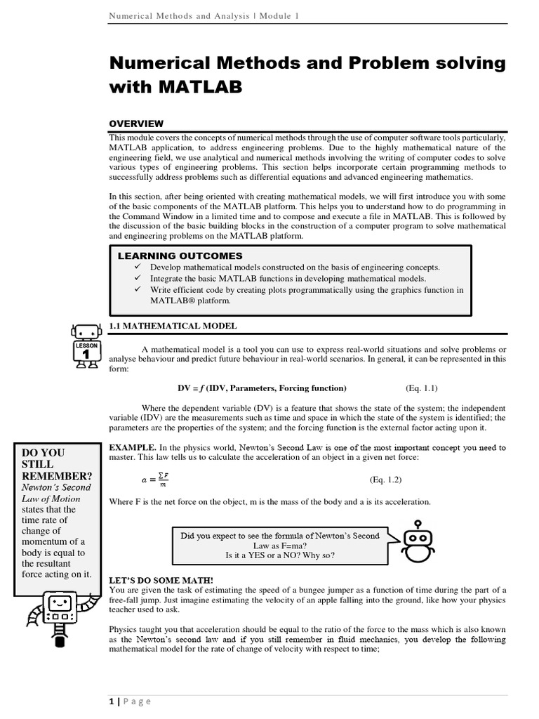 Ee 312 Mod 1 | Download Free PDF | Matrix (Mathematics) | Matlab