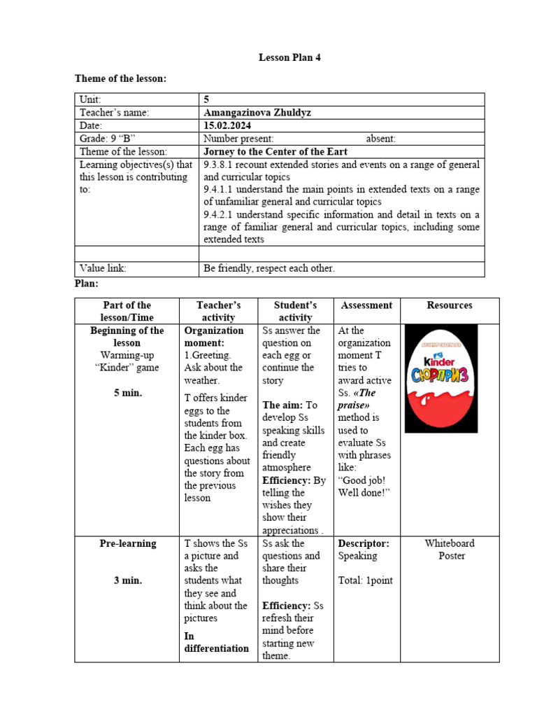 Lesson Plan 15.01 | PDF | Lesson Plan | Learning