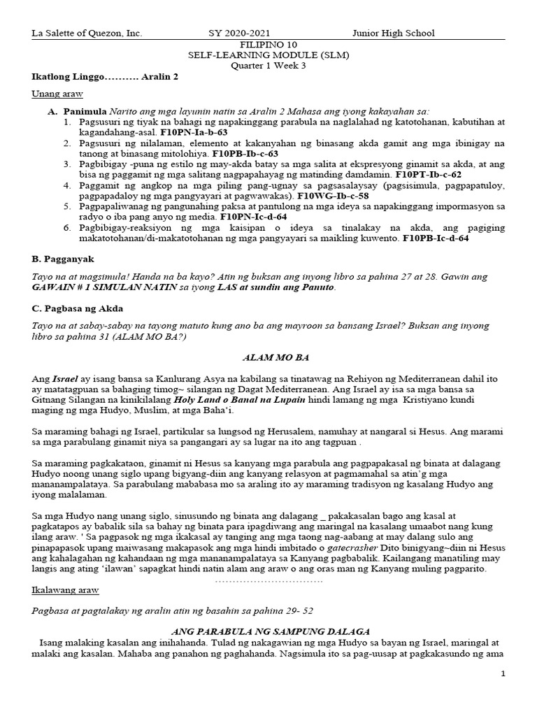 FIL 10 Week 3 Complete | PDF